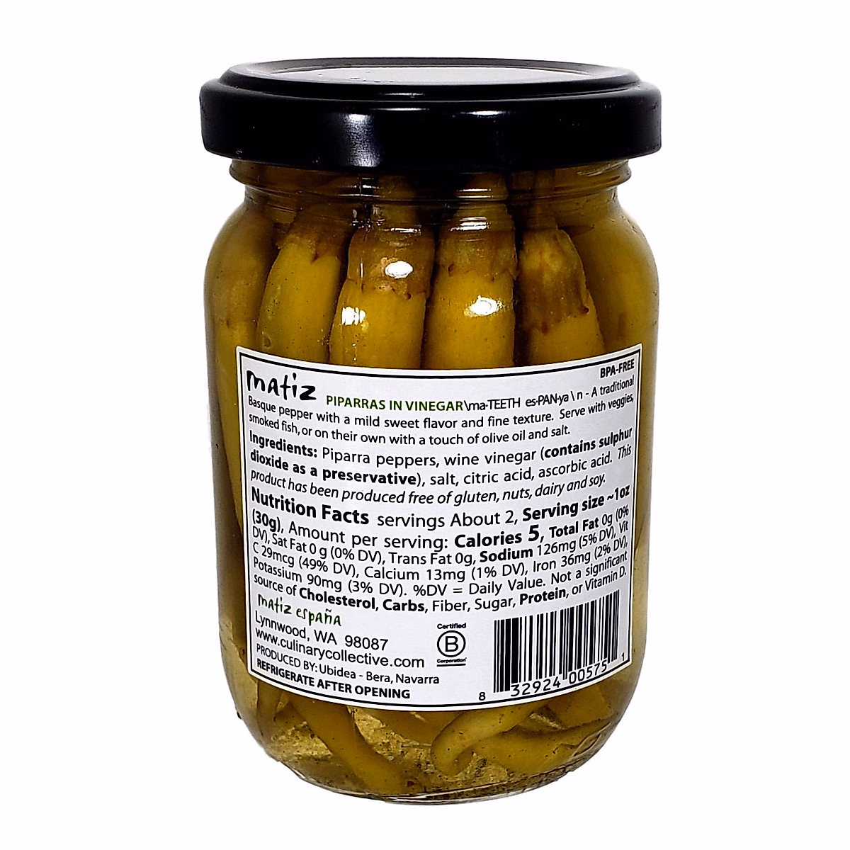 Matiz Piparras, Basque Guindilla Peppers (6.4 oz.) Spanish Green Pickled Peppers from Spain