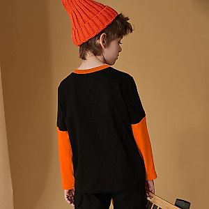 Halloween Shirts Little Boys Girls T-Shirts Glow in The Dark Ghost Long Sleeve Tees Kids Pumpkin Tops 10 11 Years