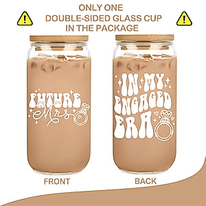 mozaba Engagement Gift - Engagement Gifts for Her - Engaged Gifts - Fiance Gifts for Women - Happy Cool Engagement Party Gifts Present - Future Mrs Bride to Be Gifts - in My Engaged Era Glass Cup