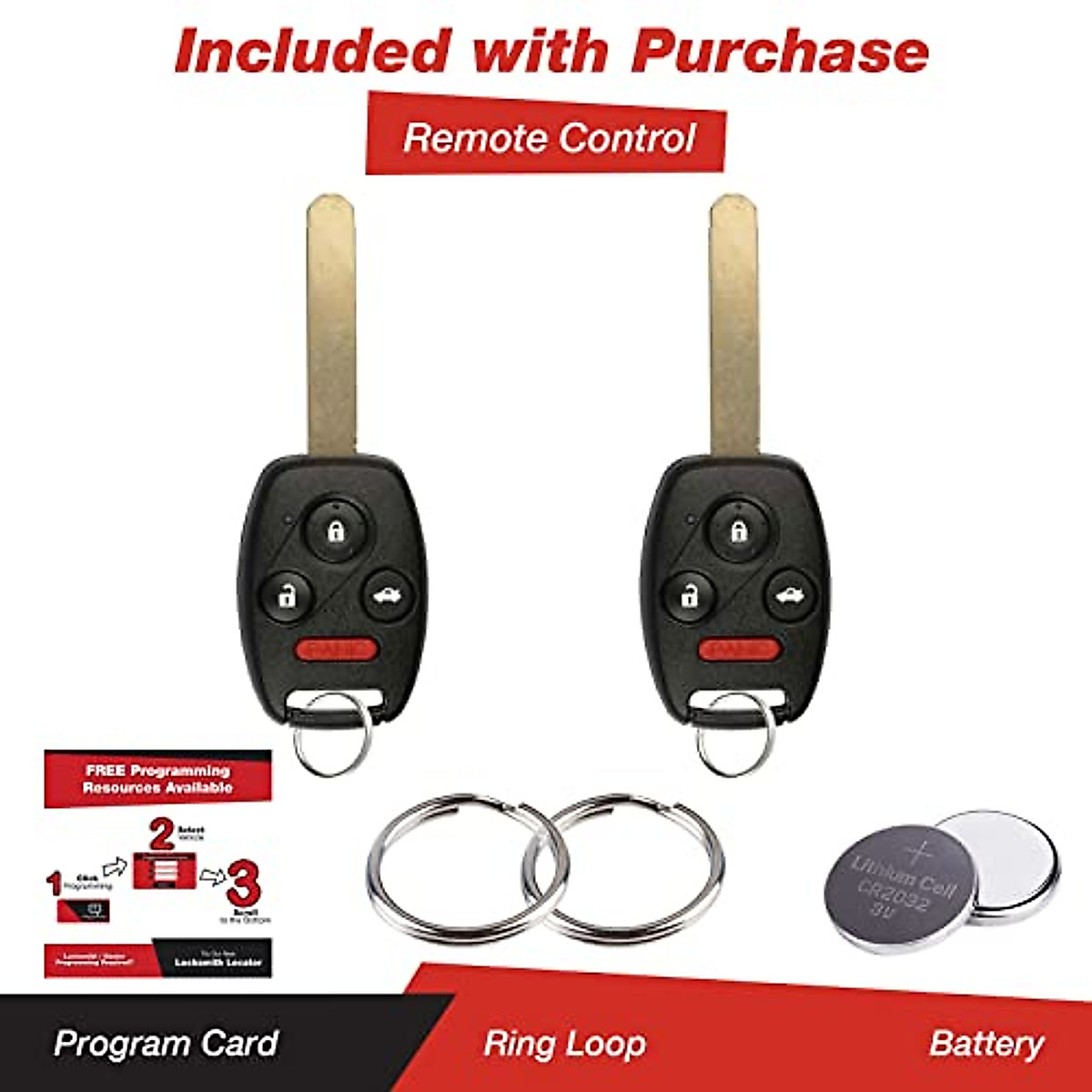 KeylessOption Keyless Entry Remote Control Uncut Car Ignition Key Fob Replacement for OUCG8D-380H-A (Pack of 2)