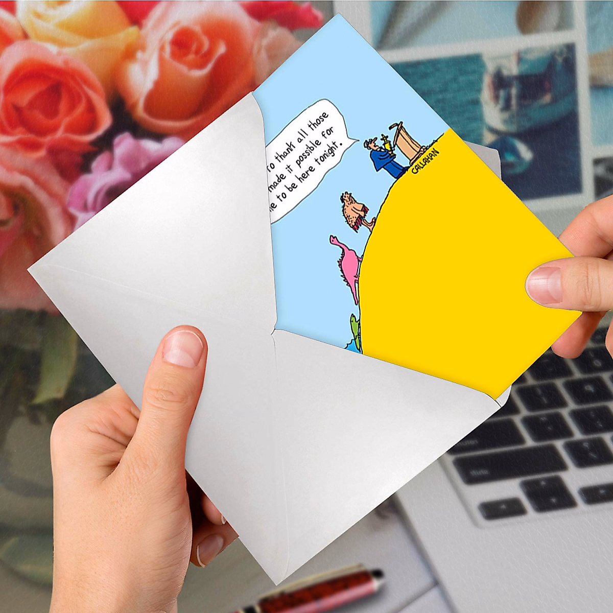 NobleWorks - Funny Congratulations Greeting Card - Cartoon Congrats Notecard with Envelope - Thanks Evolution C6192CGG