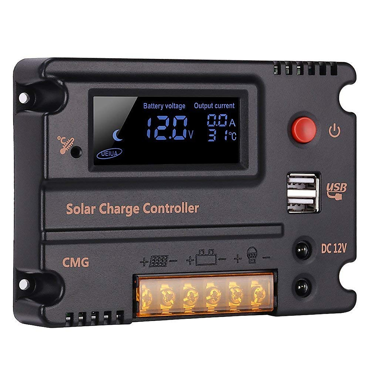 Fuhuihe 20A 12V 24V Solar Charge Controller Auto Switch LCD Intelligent Panel Battery Regulator Charge Controller Overload Protection Temperature Compensation