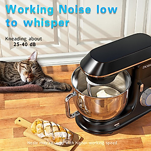 DOBBOR Electric Stand mixer, 9.5QT 660W 7 Speeds Tilt-Head Dough Mixers, Bread Mixer with Dough Hook, Whisk, Beater, Splash Guard for Baking Bread, Cake, Cookie, Pizza, Muffin, Salad and More - Gold