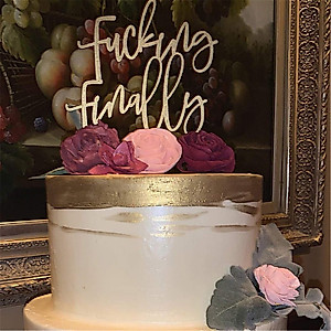 Rural Funny Finally Wedding Cake Topper for Bridal Shower Engagement Party Decoration , Antique Wood