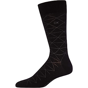 Calvin Klein Men's 6 Pack Mixed Pattern Dress Socks, Size 4-12, Black Assorted