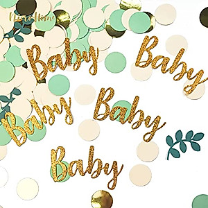 NICROHOME Greenery Baby Shower Confetti Decorations 50g, Eucalyptus Sage Green Paper Table Confetti for Gender Reveal Party Ideas