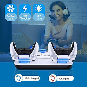 TNP Cooling Stand for PlayStation 5 with Cooling Fan & Charging Station - 4 Speed Modes Cooling Fan for PS5, Multiple Controller Charger Stand for PS5 Controllers, Display Stand for PS5 Headset