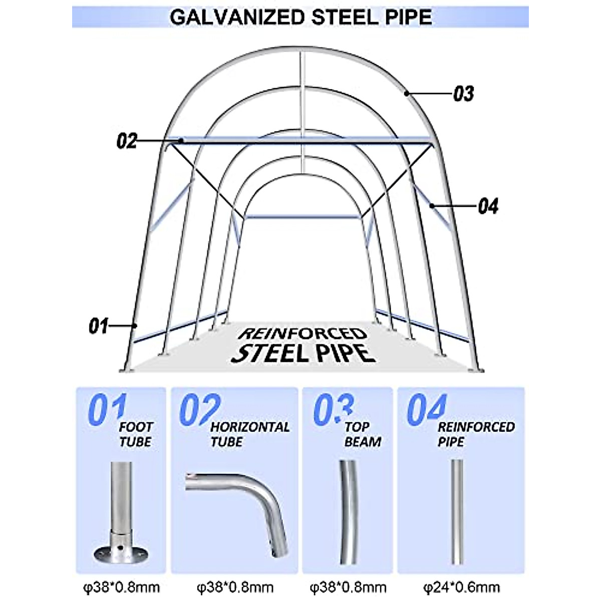 Marvoware 10' x 20’ x 9' ft Snow Resistant Heavy Duty Carport, Round Roof Storage Shed with Front & Rear Zipper Door for Full-Size Truck and Boat, Portable Garage Tent Shelter for Outdoor Use