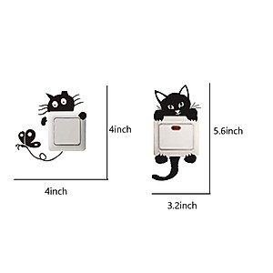Removable Switch Sticker, 6 Pcs Cute Cats, Panda and Butterfly Cartoon Wall Sticker Decor, Family Light Switch Decals DIY Kids Bedroom Car Office Home Decoration