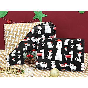 Dog Reversible Gift Wrapping Paper for Boys Girls Women Men, Cute Pet Puppy Dog Bone Design Folded Flat Sheets, Gift Wrap Perfect for Birthday, Holiday, Party, Baby Shower, Christmas All Occasion
