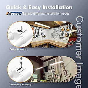 BBOUNDER 10-Pack Linkable LED Utility Shop Light, 4 FT, 4000 LM, 6500K Cool Daylight, 48 Inch Integrated Fixture for Garage, 40W Equivalent 250W, Surface + Suspension Mount, White