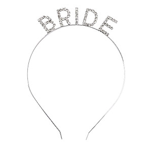 Bride Headband Rhinestone Bride Headband Bachelorette Party Headband Sparkling Crystal Bride Crown Bride Tiara Headpiece Hair Accessories for Bridal Shower,Bachelorette Party,Wedding (Silver)