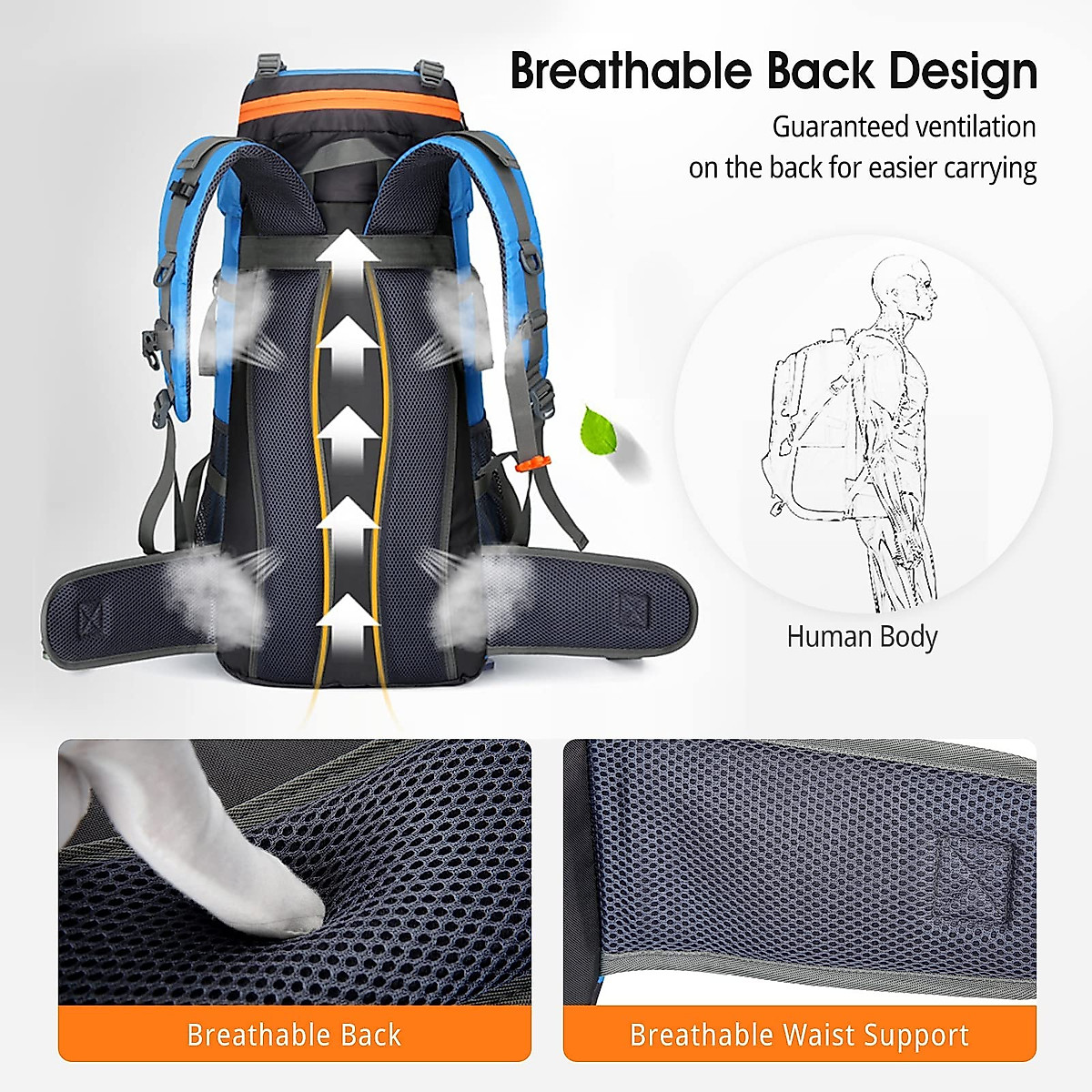 Kingsea 70L Large Camping Hiking Backpack , Lightweight Nylon Trekking Rucksack,For Men Women Outdoor Large Capacity Sports Mountaineering Backpack Climbing Travel Waterproof Daypack