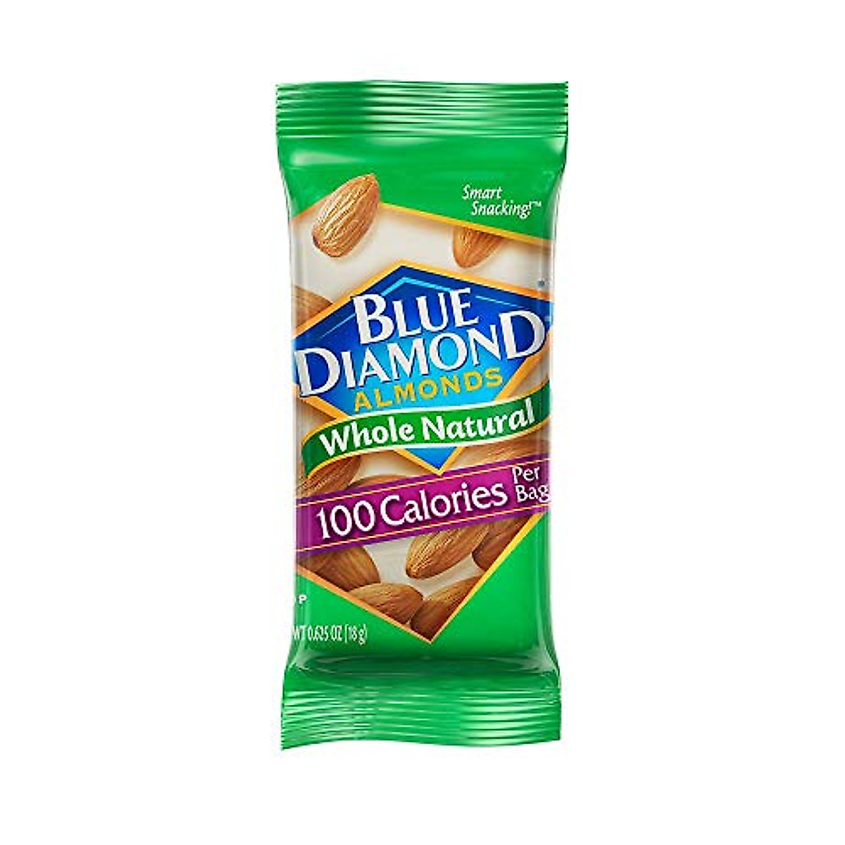 Blue Diamond Almonds Whole Natural Raw Snack Nuts, 100 Calorie Travel Bags, 32 count