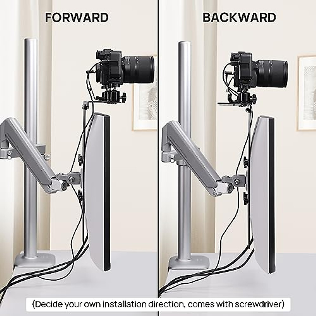 jusmo ULANZI LS16 VESA Camera Mount DSLR Monitor Top Shelf, Aluminum, Black, 3 Ballhead