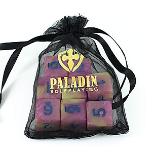 Paladin Roleplaying Pastel Pink and Yellow Dice - 8 D6 Set - 'Love Potion'