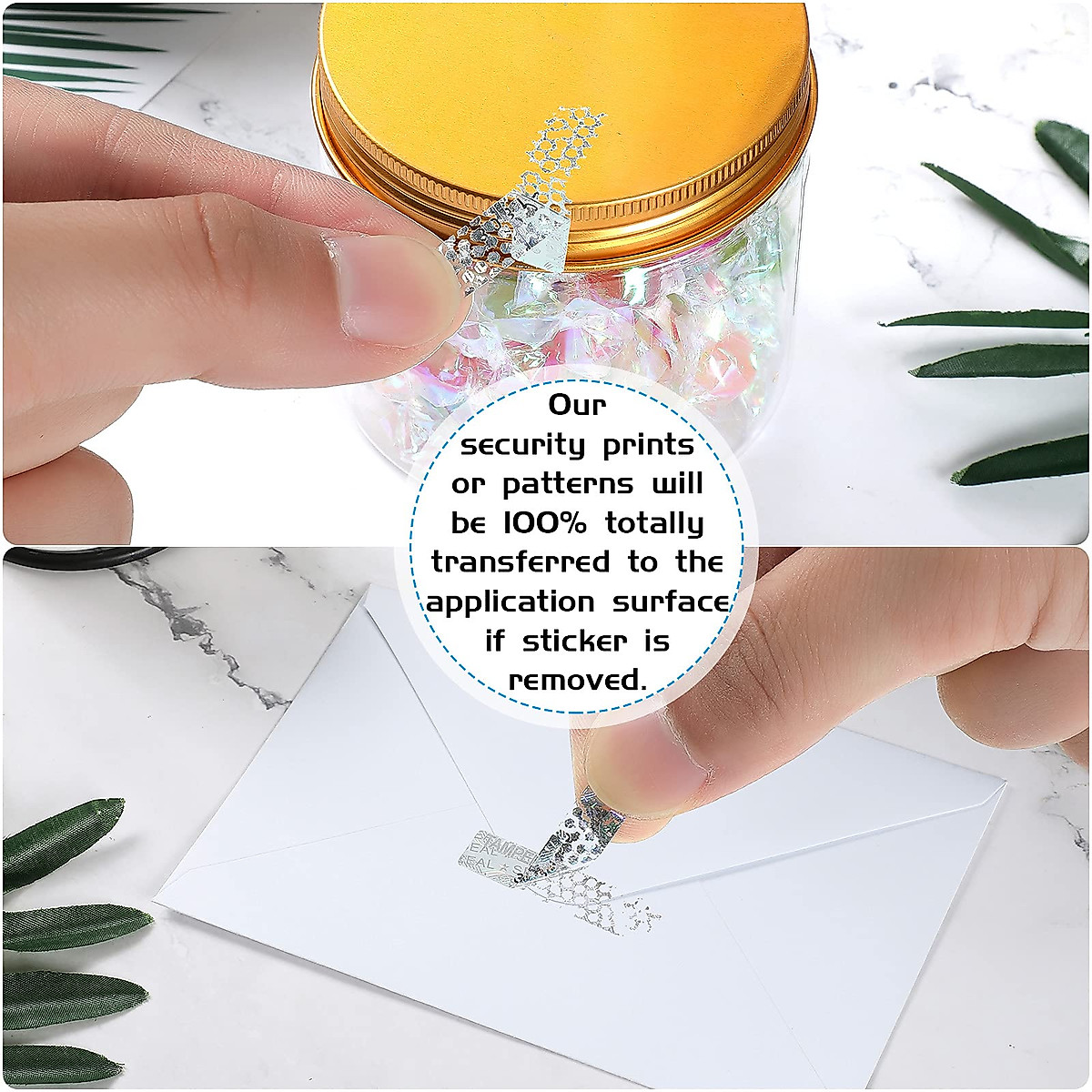 Marspark 500 Pieces Silver Security Tamper Evident Seals Stickers Void Original Genuine Authentic Hologram Labels Tamper Proof Evident Stickers Sequential Serial Numbering, 0.24 x 1 Inch