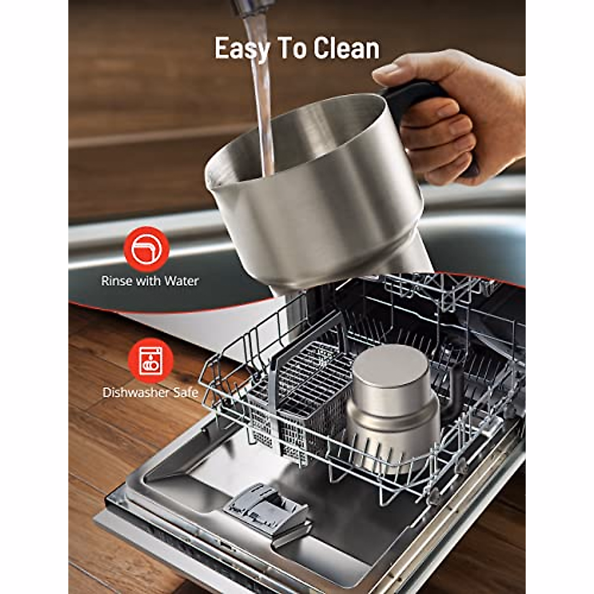 Paris Rhône Milk Frother and Steamer, 𝟓𝟎𝟎𝐌𝐋/𝟏𝟔.𝟗𝐎𝐙 𝐃𝐞𝐭𝐚𝐜𝐡𝐚𝐛𝐥𝐞 Hot Chocolate Maker, Electric Milk Warmer, Hot Cocoa Maker, Stainless Steel Hot/Cold Foam Maker, Dishwasher Safe