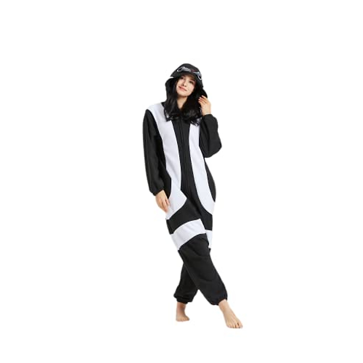 DarkCom Cosplay Ribbon Seal Animal Onesie Christmas Pajamas Polar Fleece Homewear One Piece Sleepwear for Men Women Small