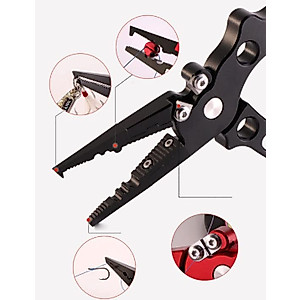 XIXIDIAN Fishing Pliers, Aluminum Alloy Fishing Gear, Fishing Tools & Accessories with Safety Coiled Lanyard and Sheath for Angler Friends or Family (Color : Black)