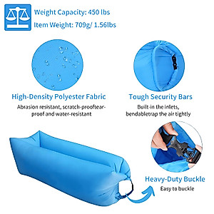 LONGJIN Inflatable Lounger Air Sofa Hammock, Inflatable Couch for Camping, Portable Waterproof Anti-Air Leaking Pouch Couch Air Chair for Outdoor, Beach, Hiking, Picnics, Music Festivals (Pink)