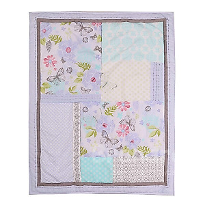 Brandream Baby Girl Purple Butterfly Crib Bedding Set Sweet Nursery Bedding 3 Piece Farmhouse Comforter Set,Fitted Sheet, Crib Skirt