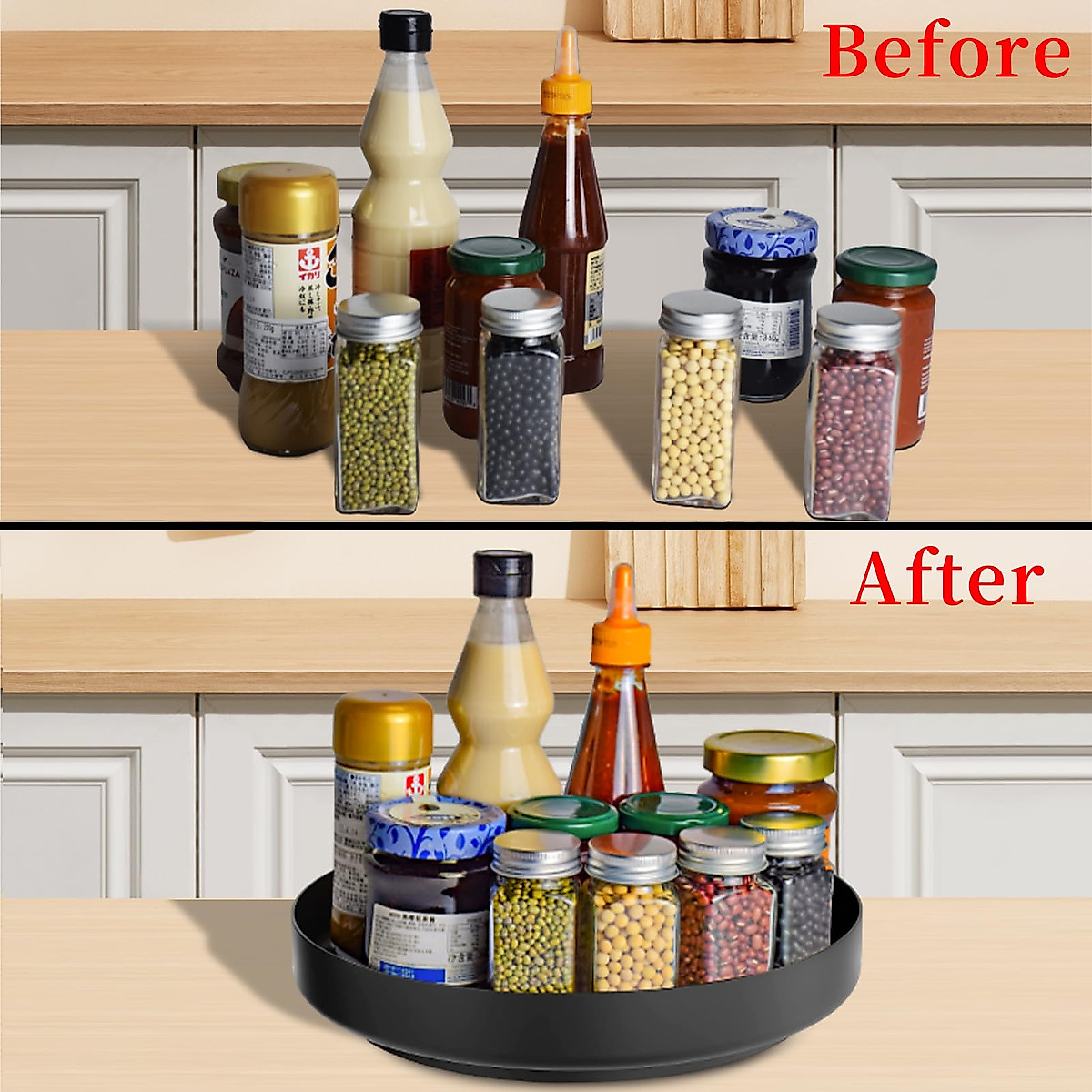 Lazy Susan Turntable Organizer,11 inch Rotating Spice Rack Metal Lazy Susan for Bathroom Refrigerator Table Storage Pantry Kitchen Countertop