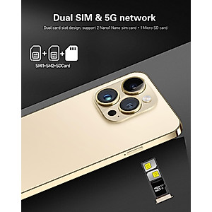 ExAchat A14 Pro Max 5G Unlocked Smartphone - 6GB+256GB Fully Unlocked Cell Phone for Android 13, 6.82" Unlocked Cell Phone, 6800mAh, 48MP Front Camera+108MP Main Camera (Gold)