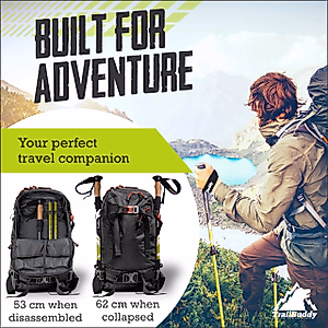 TrailBuddy Trekking Poles - Lightweight, Collapsible Hiking Poles for Backpacking Gear - Pair of 2 Walking Sticks for Hiking, 7075 Aluminum with Cork Grip