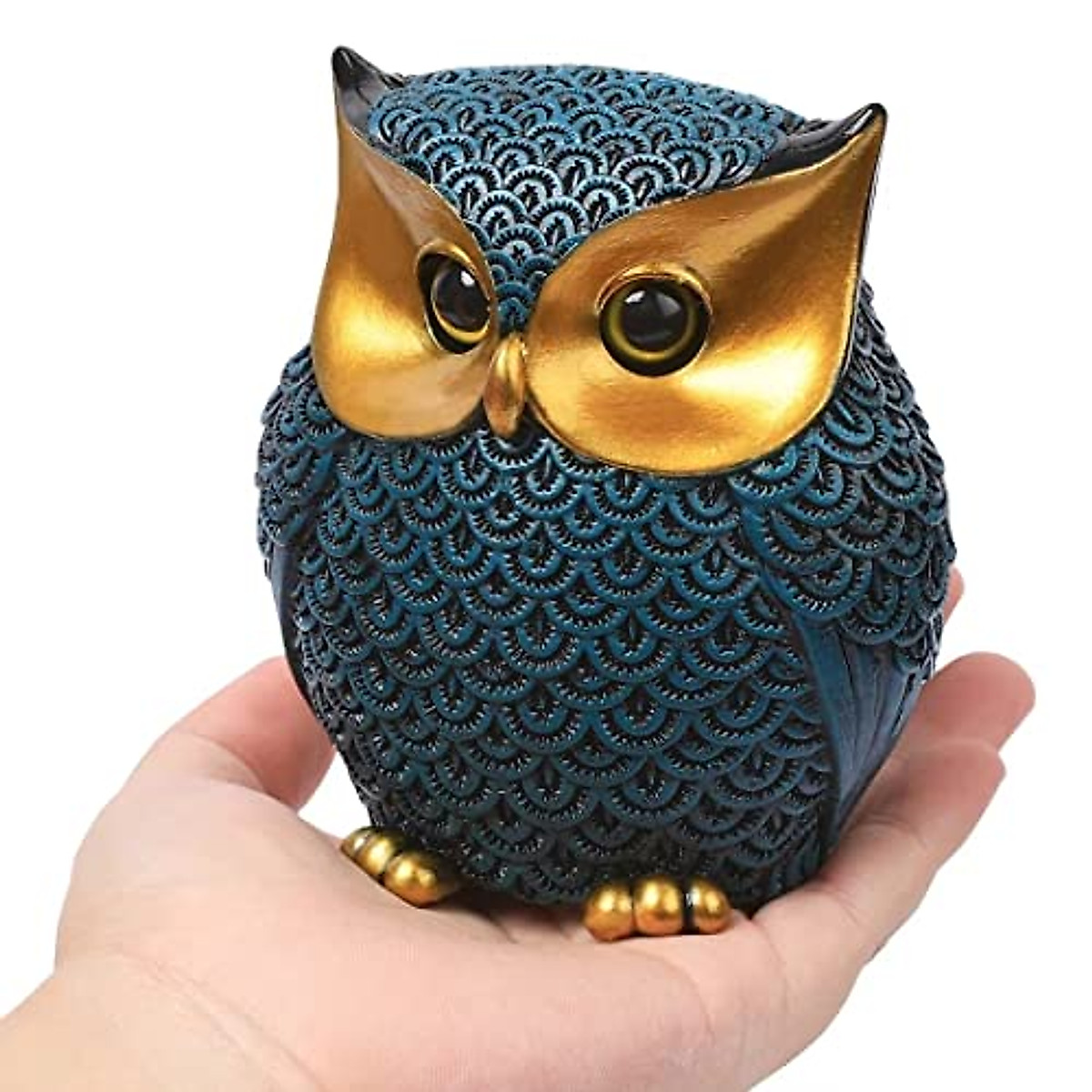 Artpaul Owl Statue Home Decor Accents Small Decor Items for Shelf Owl Figurines Home Decorations for Living Room Office Bedroom, Gifts for Owl Lover (Blue)
