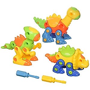 Dimple Dinosaur Take Apart STEM Toy Set for Kids (106 Pieces) Pack of 3 Educational Construction Engineering Building Playset, Build Your Own Dino Toys, for Boys Girls Toddlers