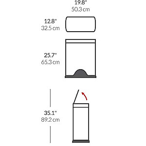 Simplehuman 50 Liter / 13.0 Gallon Rectangular Kitchen Step Trash Can, Brushed Stainless Steel
