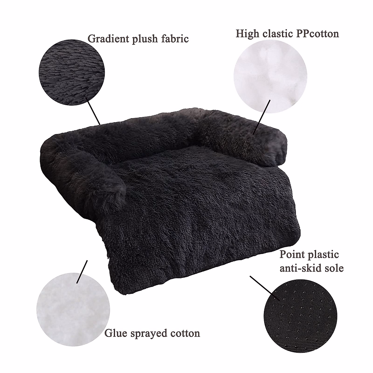 Hoyooyoo Plush Pet Sofa Bed Dog Mat Sofa Warm Pet Kennel,Couch Cover for Dogs,Washable Dog Bed Thick Blanket Cushion with Removable Cover and Non Skid Bottom (Small)