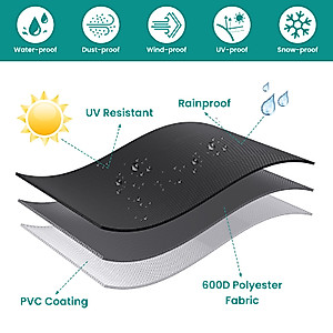 Mrrihand Round Patio Furniture Cover, Waterproof Heavy Duty 600D Outdoor Table Covers Anti-Fading Cover for Outdoor Furniture Set, 110"DIAx28"H, Black