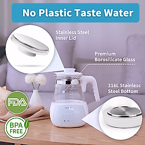 Formula Ready Baby Water Kettle- One Button Boil Cool Down and Keep Warm at Perfect Temperature 24/7 - Dispense Water Instantly- Replace Traditional Bottle Warmer