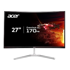 Acer 27" WQHD 2560 x 1440 1500R Curved PC Gaming Monitor | AMD FreeSync Premium | Up to 170Hz Refresh | 1ms VRB | VESA Mount | HDR10 | 1 x Display Port 1.2 & 2 x HDMI 2.0 | EDA270U Pbmiipx | Silver
