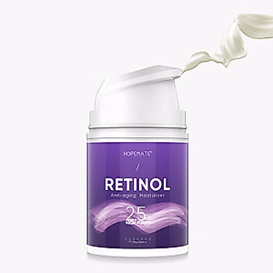 HOPEMATE Retinol Cream, Anti-Aging Moisturizer Cream 2.5% for Face and Eye Care, Anti-Wrinkle Essence with Hyaluronic Acid, Vitamin E and Green Tea, Day and Night Cream, 1.7 Fl.Oz, 50ml