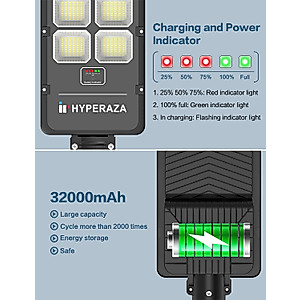 HYPERAZA 600W Solar Street Lights Outdoor, Motion Sensor Dusk to Dawn Solar Outdoor Lights with Remote Control, 6500K Daylight White Security Led Flood Light for Yard, Garden, Street
