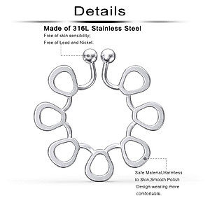 Ftovosyo 4 Pairs Adjustable Fake Nipple Rings Stainless Steel Non-Piercing Nipplerings for Women Faux Nipple Piercing Clip On Nipple Jewelry Silver-Tone Black Rainbow Rose Gold