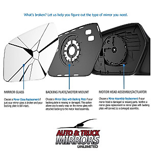 Mirror Glass + Full Size Adhesive Pad for 2011-2013 Ford Transit Connect Driver Side Replacement (2012 11 12 13)