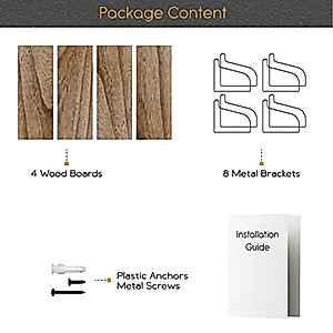 You Have Space Prato Kitchen Organization and Storage Shelves, 17"x 4.5" Bookshelf, Floating Shelves for Living Room Decor, Bathroom Accessories, Bedroom, Burned, Set of 4