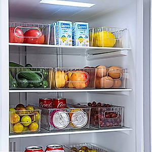 HNNJCK Set Of 10 Refrigerator Organizer Bins, Pantry Fridge Organizers and Storage Bins, Clear Plastic Food Storage Bins for Pantry, Freezer, Kitchen, Cabinets, Fridge - BPA Free