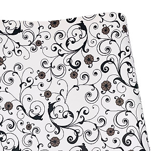 Yifely Black Vine Shelf Liner Self-Adhesive Furniture Paper DIY Dresser Drawer Covering Sticker 17.7 Inch by 9.8 Feet