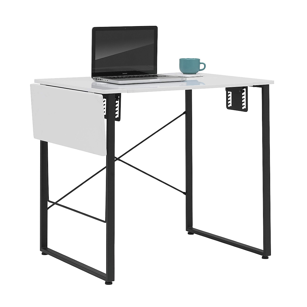 Sew Ready Dart Wood/Metal Multipurpose Machine Table Workstation Desk with Folding Top for Crafts, Sewing, Computers, Laptops, Games, Black Graphite/White 23D x 41W x 30H in