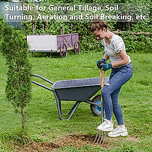 Berry&Bird Garden Digging Fork, 37.4" Stainless Steel Garden Spading Fork with D-Grip Handle, 4-Tine Heavy Duty Long Handled Pitchfork with Ash Wood Handle for Digging, Planting, Aerating, Cultivating