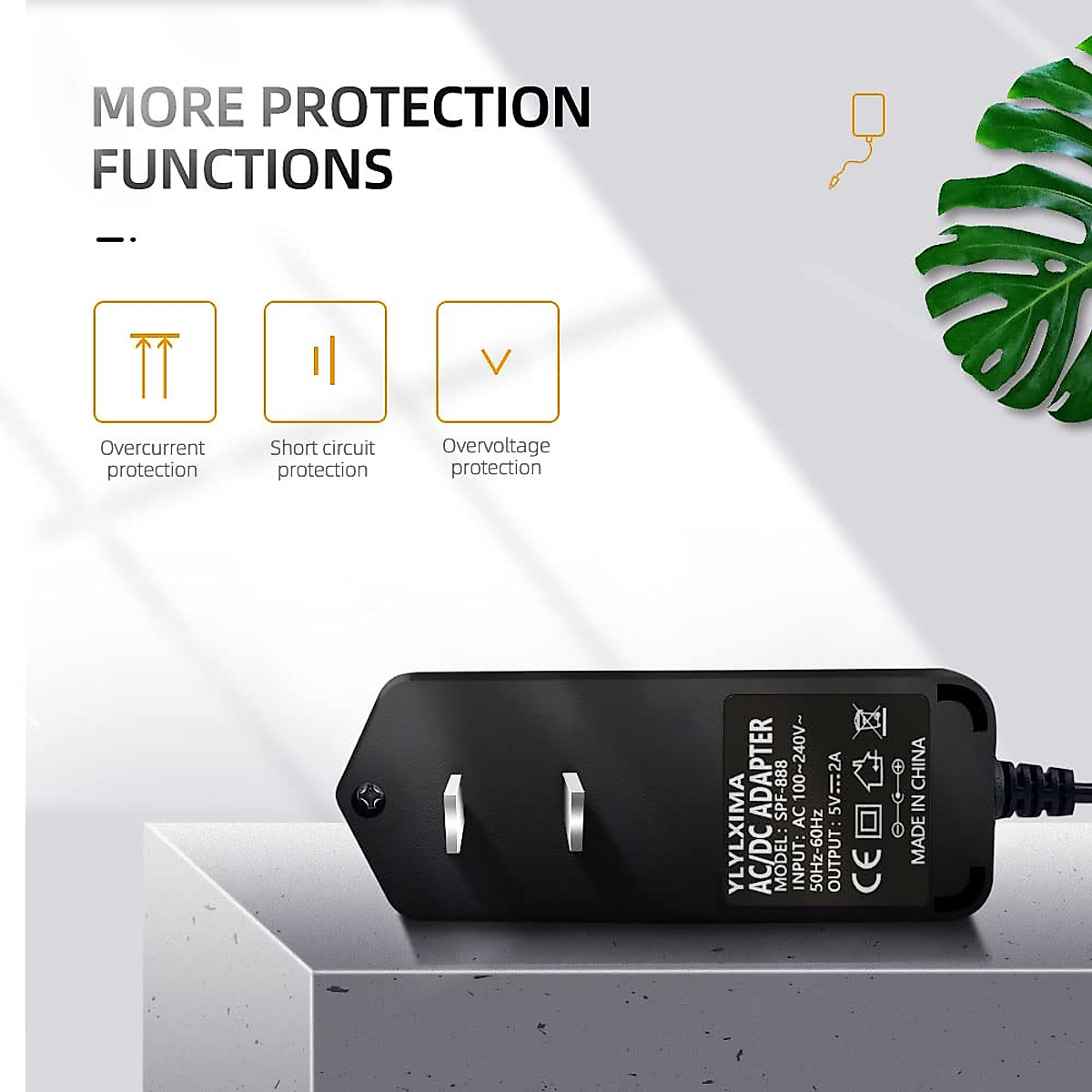 YLYLXIMA 5V 2A Power Supply Adapter AC DC 5V 10W 2A Switching Charger 5.5 x 2.5mm Power Adapter 5V 2000ma Power Supply Compatible Connector 5.5mmx2.1mm