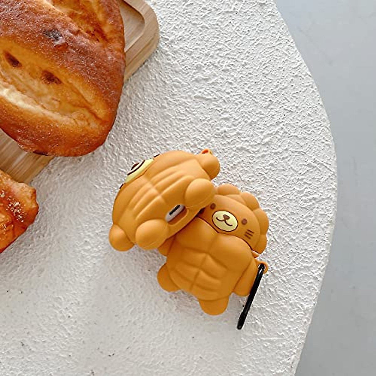 VARWANEO Earphone Case for AirPods 1&2, 3D Cute Fun Cool Muscle Cartoon Anime Soft Silicone Design, Portable&Shockproof Airpods Cover, for Apple Air pod 2&1 Charging Case (Bear)