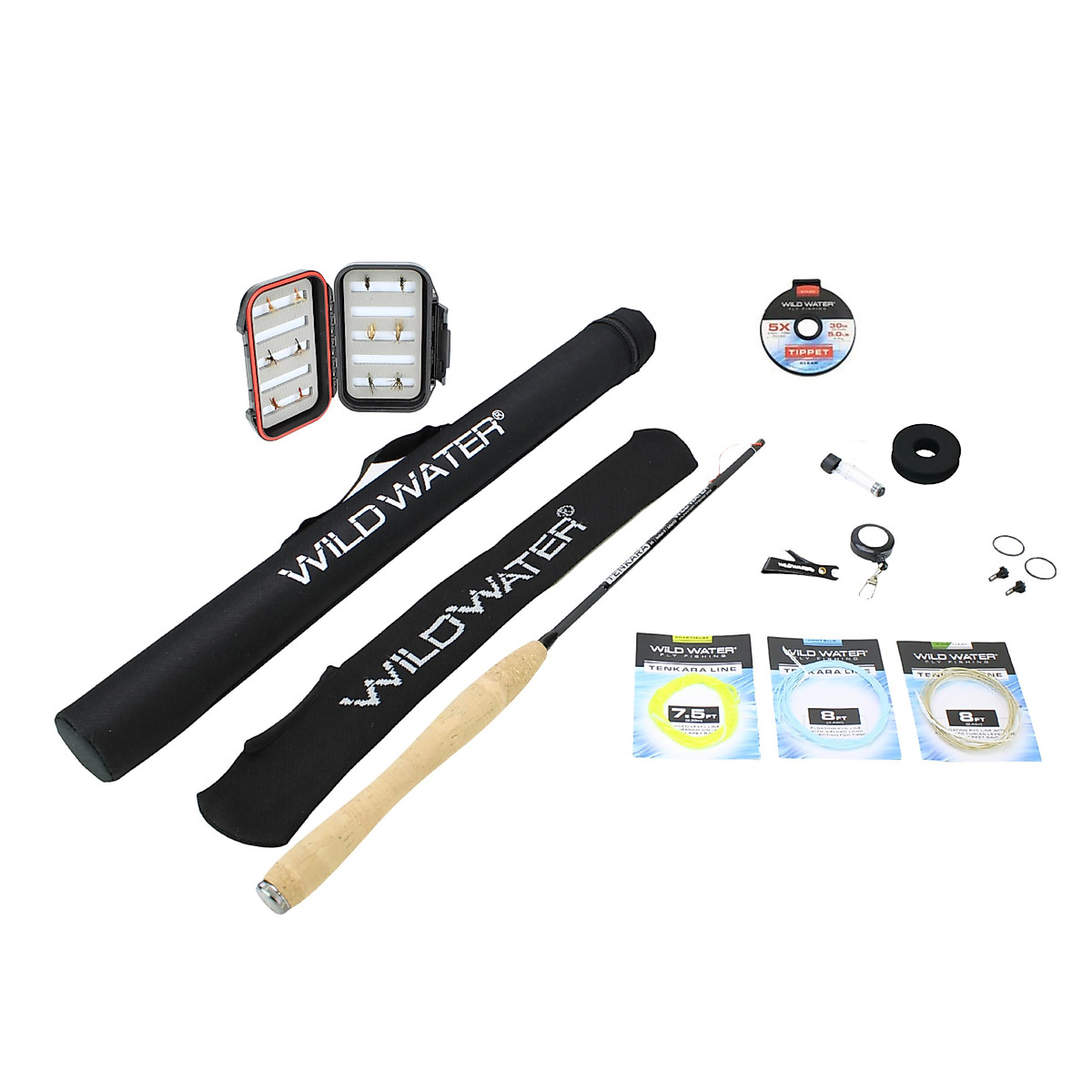 Wild Water Fly Fishing 8' Tenkara Fly Rod Complete Combo Starter Package with Flies