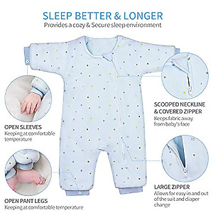 BBTKCARE Sleep Sack - Cotton Wearable Blanket，Warm Baby Pajamas for Toddler 6-9 Month-Blue