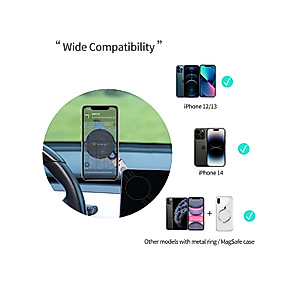 TPARTS Foldable Magnetic Car Mount, Hidden Design for Tesla Model 3/Y, Compatible with iPhone 15 Pro, 14, 13, 12, MagSafe Cases